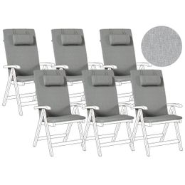 Beliani OUTDOOR-SITZKISSEN 6er-Set Grau meliert 50/45 cm Java/Amantea Premium