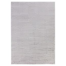 KADIMA DESIGN TEPPICH Kurzflor ILLER in Silber, mit 3D-Design, aus Jute, Florh&ouml;he 12 mm, 140 x 200 cm