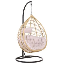 Beliani H&Auml;NGESESSEL mit Gestell PE Rattan nat&uuml;rlich 97 cm Arsita