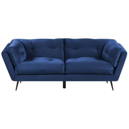 Beliani 3-SITZER-SOFA Samtstoff Marineblau Lenvik