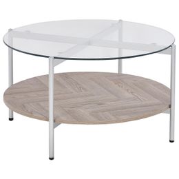 Beliani COUCHTISCH Silber/Heller Holzfarbton Lovell