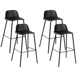 Beliani BARHOCKER 4er-Set Kunststoff Schwarz Mora