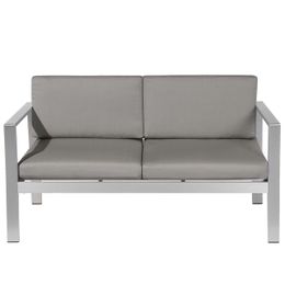 Beliani GARTENSOFA Aluminium 2-Sitzer Auflagen dunkelgrau Salerno
