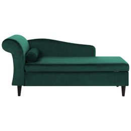 Beliani CHAISELONGUE Samtstoff smaragdgr&uuml;n linksseitig Luiro