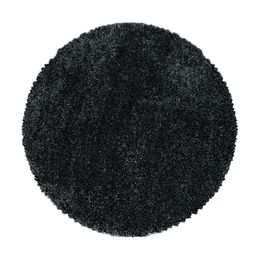KADIMA DESIGN HOCHFLORTEPPICH SALZACH, einfarbig, aus Polypropylen, Anthrazit, &Oslash; 120 cm