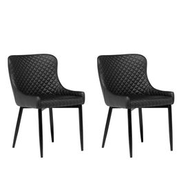 Beliani ESSZIMMERSTUHL 2er-Set Kunstleder Schwarz Solano