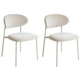 Beliani ESSZIMMERSTUHL 2er Set Chenillegewebe Hellbeige Cowley