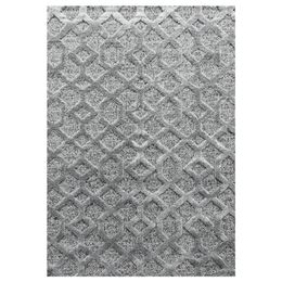 KADIMA DESIGN HOCHFLORTEPPICH EISACK, geometrisch, Grau, 80 x 150 cm
