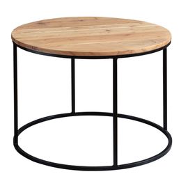 KADIMA DESIGN COUCHTISCH Naturholz mit stabiler Konstruktion und runder Ablage, Belastbarkeit 50 kg