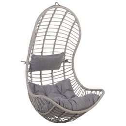 Beliani H&Auml;NGESESSEL PE Rattan grau mit Sitzkissen Pineto