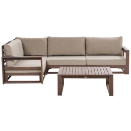 Beliani LOUNGE SET 4-Sitzer zertifiziertes Holz dunkelbraun linksseitig modular Timor II