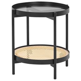 Beliani BEISTELLTISCH Schwarz/Heller Holzfarbton Reno
