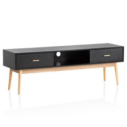 KADIMA DESIGN LOWBOARD Schwarz Eiche-Dekor Modern Stil 150x50x40 cm mit Schubladen und Ablagefach
