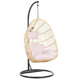 Beliani H&Auml;NGESESSEL mit Gestell PE Rattan nat&uuml;rlich 97 cm Casoli