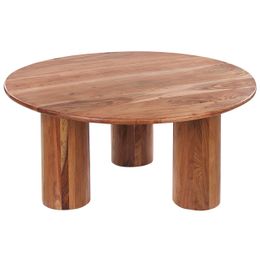 Beliani COUCHTISCH Akazienholz hellbraun rund 81 cm Colina