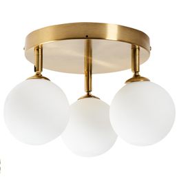 Beliani DECKENLAMPE Messing/Wei&szlig; Mavilla