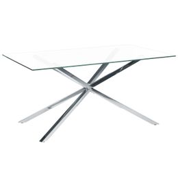 Beliani ESSTISCH 160/90/75 cm Silberfarben, Transparent Rechteckig Cora