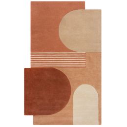 KADIMA DESIGN TEPPICH aus Wolle HALLEIN in Terrakotta, geometrisch-abstrakt, 150 x 240 cm