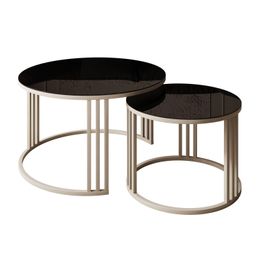 COUCHTISCH LORI 2in1 KASCHMIR mit Glasplatte Kaschmir / Glas Schwarz