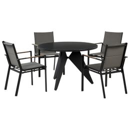 Beliani GARTENM&Ouml;BEL SET 4-Sitzer Aluminium schwarz/grau Olmetto/Busetto