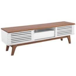 Beliani TV-M&Ouml;BEL Dunkelbraun, Wei&szlig; DETROIT 35/149/44 cm