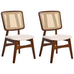 Beliani ESSZIMMERSTUHL 2er-Set Hellbeige/Dunkelbraun Alcova