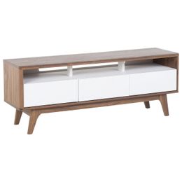 Beliani TV-M&Ouml;BEL Dunkelbraun, Wei&szlig; SYRACUSE 39/140/53 cm