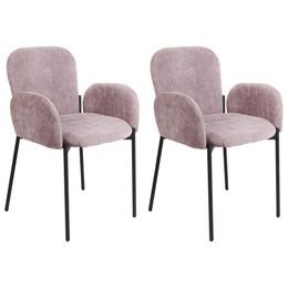 Beliani ESSZIMMERSTUHL 2er-Set Stoff Rosa Albee