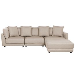 Beliani 3-SITZER-SOFA beige mit Ottomane Sigtuna