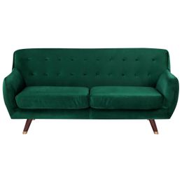 Beliani 3-SITZER-SOFA Samtstoff Smaragdgr&uuml;n Bodo