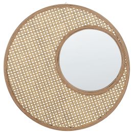 Beliani WANDSPIEGEL Rattan nat&uuml;rlich rund 60 cm Palau