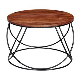 KADIMA DESIGN COUCHTISCH Industriestil in Braun, Sheesham-Massivholz Handgefertigt