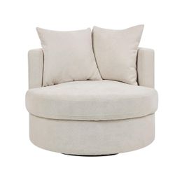 Beliani SESSEL Polsterbezug hellbeige mit Drehfunktion Dalby