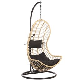 Beliani H&Auml;NGESESSEL mit Gestell PE Rattan nat&uuml;rlich 97 cm Pineto