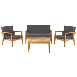 Beliani LOUNGE SET 4-Sitzer Hellbraun Auflagen dunkelgrau Pallano