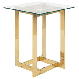 Beliani BEISTELLTISCH Glas gold quadratisch 40/40 cm Crystal