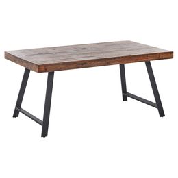 Beliani ESSTISCH 160/90 cm Dunkler Holzfarbton/Schwarz Warton