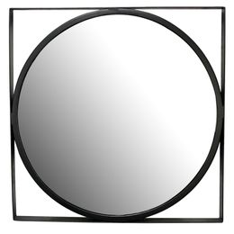 KADIMA DESIGN WANDSPIEGEL Rund Metall Schwarz 54x54 cm Quadratischer Rahmen
