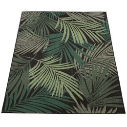 KADIMA DESIGN OUTDOORTEPPICH, mit Palmblatt-Muster, Schwarz, 160 x 230 cm