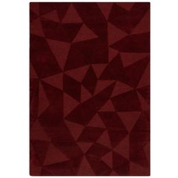 KADIMA DESIGN TEPPICH aus Wolle DEBEN in Rot, geometrisch-abstrakt, 160 x 230 cm