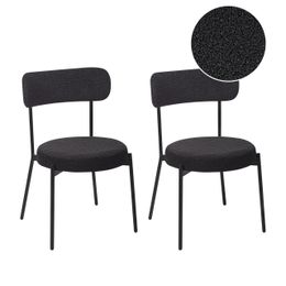 Beliani ESSZIMMERSTUHL 2er-Set Boucl&eacute; Schwarz Allison