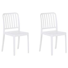 Beliani GARTENSTUHL 2er-Set Kunststoff wei&szlig; Sersale