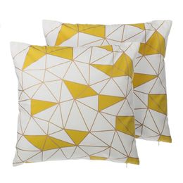 Beliani DEKOKISSEN 2er-Set Wei&szlig; 45/45 cm Clarkia