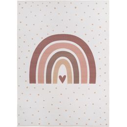 KADIMA DESIGN SPIELTEPPICH Waschbar TINO in Creme, mit Regenbogen- und Herz-Motiv, 160 x 230 cm