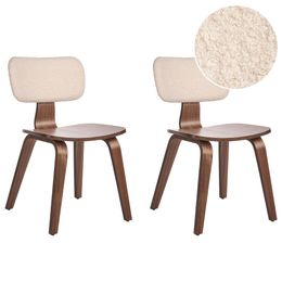 Beliani ESSZIMMERSTUHL 2er-Set Hellbeige/Dunkelbraun Lucinda