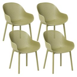 Beliani GARTENSTUHL 4er Set Olivgr&uuml;n Tiggiano