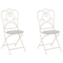 Beliani GARTENSTUHL 2er-Set Metall helles beige Trieste
