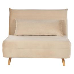 Beliani 1-SITZER-SCHLAFSOFA Samtstoff Sandbeige Setten
