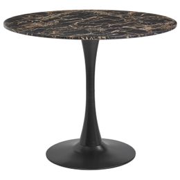 Beliani ESSTISCH Marmor Optik schwarz/gold 90 cm Boca