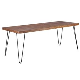 KADIMA DESIGN ESSTISCH Massivholz Metallbeine Handgefertigt BALU, Braun 200x80x76 cm